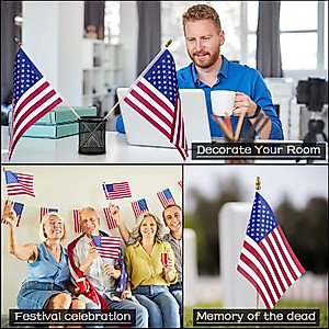 150 Pack Small American Flags on Stick 4 x 6 Inches Small US Flags Wooden Stick Patriotic Decorations Handheld Fourth of July Flag Mini American Flags for Lawn Memorial Day Independence Day Decoration