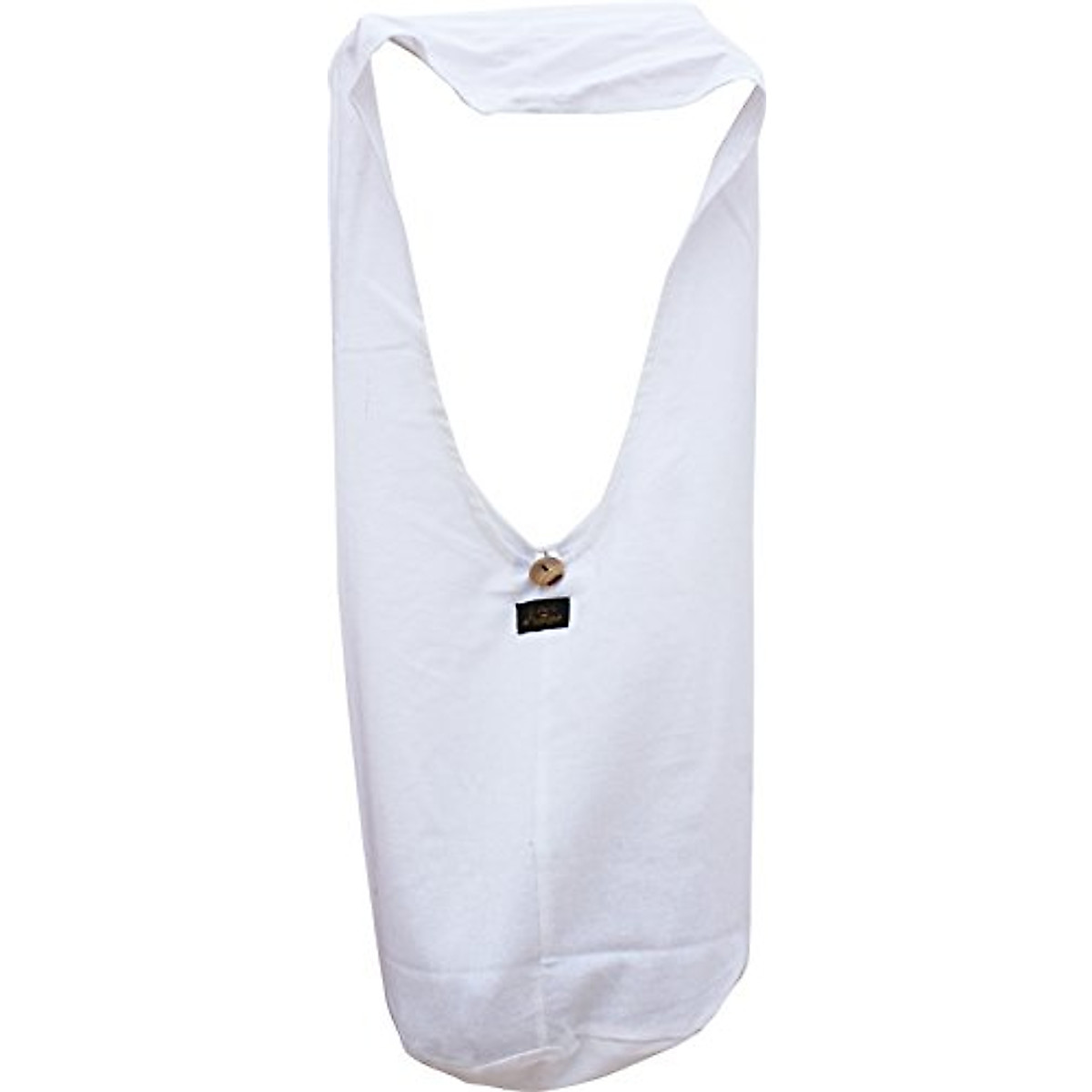 RaanPahMuang Brand Plain Thai Cotton Monks Shoulder Sling Bag - Tall Length, Medium, White