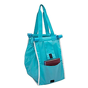 Handy Sandy 4 pc Reusable Foldable Grab Grocery Shopping Tote + Base Board, Repeat Shopping Universal Cart Bags, Washable, Durable, and Grocery Organizer (TEAL)