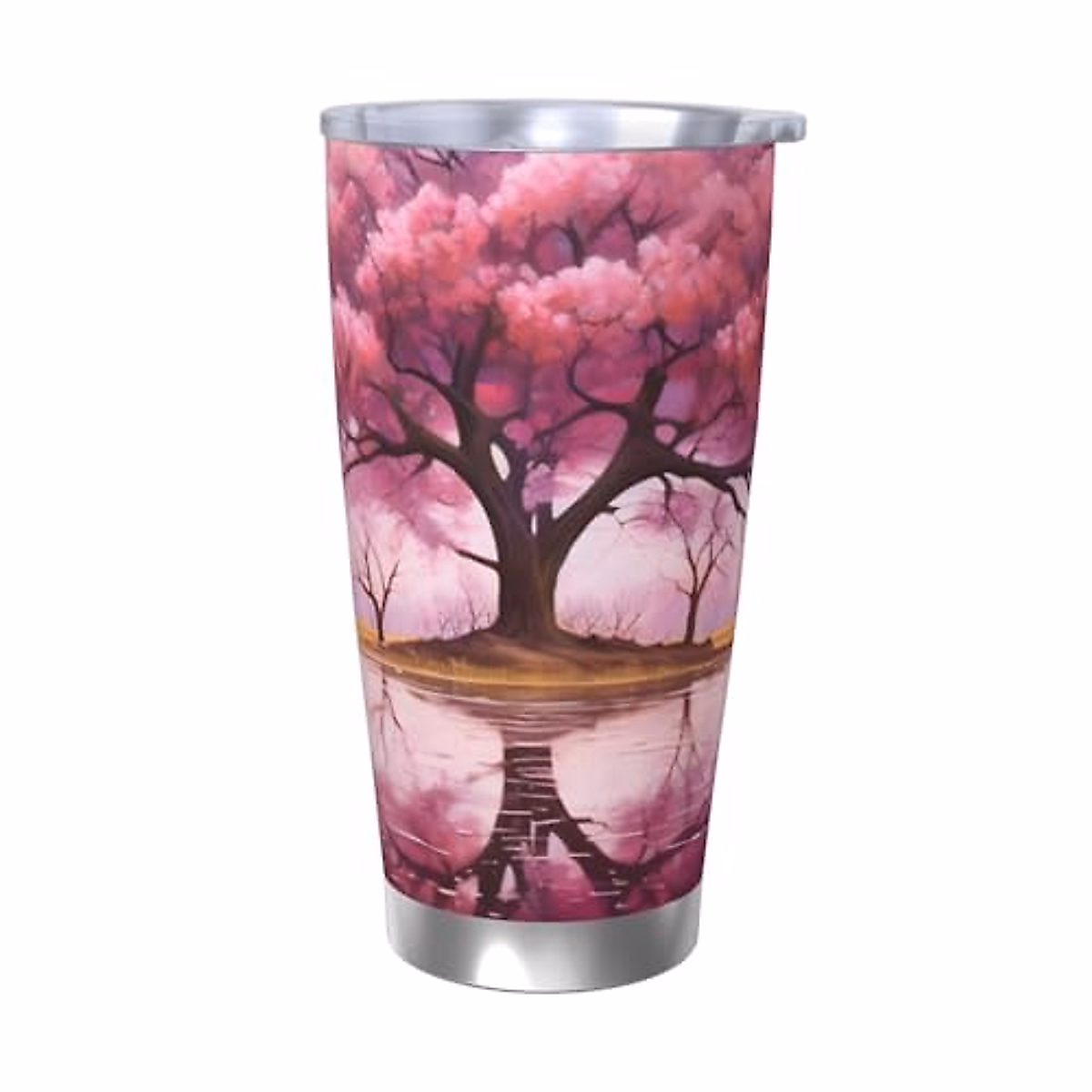 AYCZN Cherry Tree 20 OZ Tumbler Stainless Steel Travel Coffee Mug, Cherry Blossom Insulated Water Bottle with Lid and 2 StrawsLeakproof Thermal Cup
