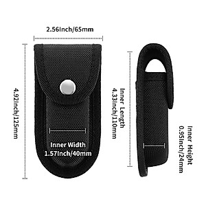 Nylon Pocket Knife Sheath, 4'' Multitool Pouch, Folding Knife Belt Sheath with Snap Closure and Vertical Carry Belt Loop, Multitool Case for Outdoor or Daily Use, Medium Size