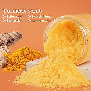 Liyalan Turmeric Body Scrub Moisturizing and Exfoliating Body, Face, Hand, Foot Scrub,Nourishes Skin,Deep Cleansing 7.8oz