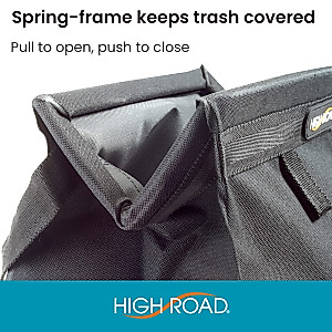 High Road TrashStash Hanging Car Garbage Bag with Push-Close Lid and Waterproof Bin for Car, SUV and Truck Seat Backs - Holds 3 Gallons of Car Trash (Black)