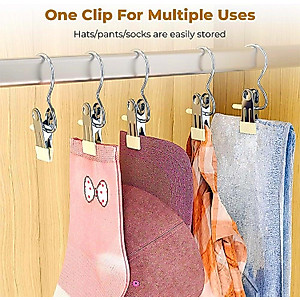 2024 New Space-Saving Clothespin Hat Pants Storage Hanging Travel Hook, 360° Swivel Stainless Steel Hangers with Clips, Laundry Hooks Hanging Clips Clothes Pins Socks Towel Clips (A-Black 30PCS)