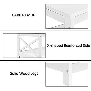 Yaheetech Wood 2-Tier White Coffee Table with Storage Shelf for Living Room, X Design Accent Cocktail Table, Simple Design Home Furniture, 39.5 x 21.5 x 18 Inches