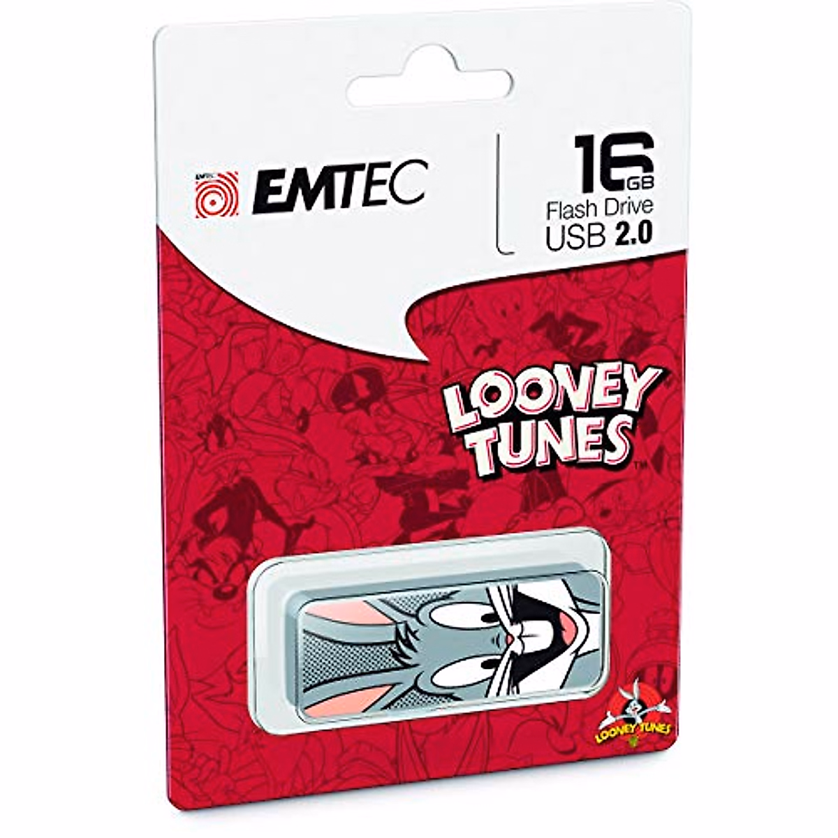 Emtec M700 Flash Drive, 16GB, Bugs Bunny USB 2.0 Capless Slide-Open System