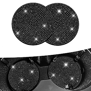 2 Pack Coaster for Car Cup Holder,Auto Anti Slip Bling Cup Holder Coaster,2.75 inch Surface Full Crystal Rhinestone car Coaster Car Interior Accessories(Black)