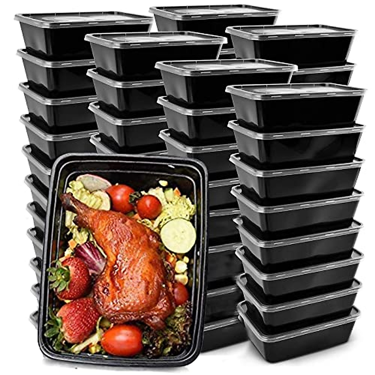 MORDEN MS 50-Pack Meal Prep Containers With Lids Reusable To-Go Food Containers Plastic Bento Boxes Food Storage Lunch Box, Microwave/Freezer/Dishwasher Safe, 1 Compartment, BPA-Free, 750ML/26 OZ