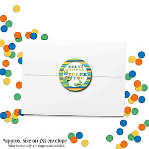 Holy Guacamole Fiesta Celebration Thank You Sticker Labels for Boys, 40 2" Party Circle Stickers by AmandaCreation, Great for Party Favors, Envelope Seals & Goodie Bags