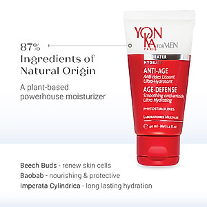 Yon-Ka Mens Age Defense Moisturizer (40ml) Anti-Aging Daily Face Lotion for Dry and Mature Skin, Prevent Wrinkles with Nutrient Rich Creme