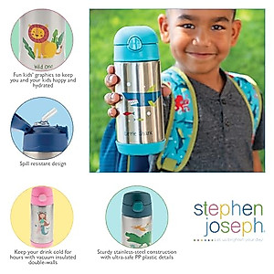 Stephen Joseph Double Wall Stainless Steel Bottles, Insulated Water Bottle for Kids Toddlers, Vacuum Insulated Bottle with Straw, BPA-Free Water Bottle – 11.8 Ounces, ROCKET (SJ1212)
