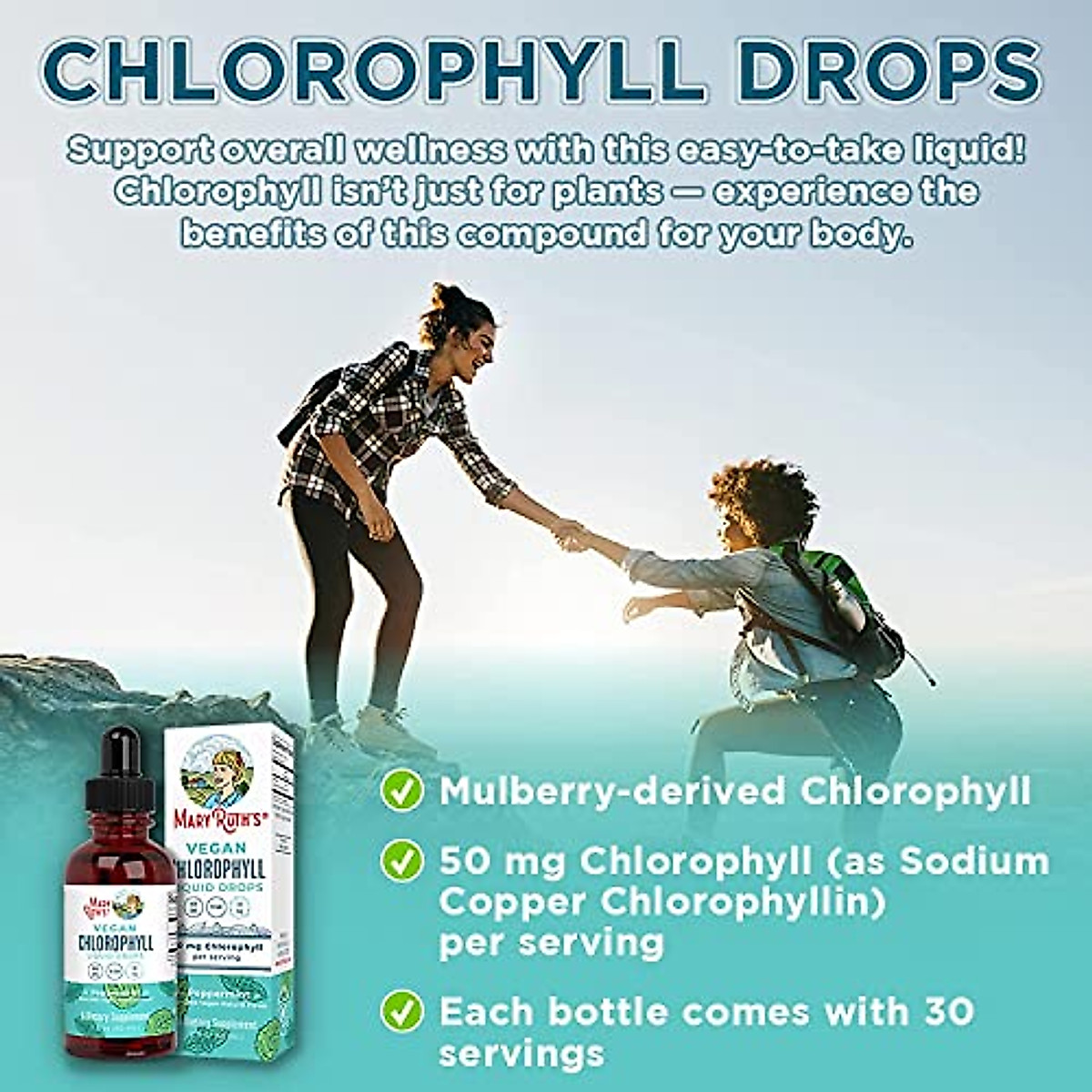 Chlorophyll Liquid Drops for Immune Support | Liquid Chlorophyll Drops | Energy Boost | Skin Care Supplement | Natural Deodorant | Vegan | Non-GMO | Gluten Free | 2 Fl Oz