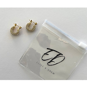 ELISE & DREW - 18k Gold Plated Hoop Earrings, Small Hoop Earrings for women, Stainless Steel, Cubic Zirconia, Gold Earrings for Women, Chunky Earrings, Waterproof, Tarnish Free