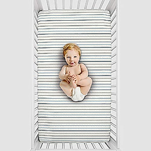 Carter's Heather Multi Colored Stripe Super Soft Fitted Crib Sheet