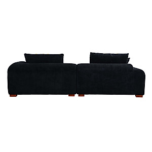 P PURLOVE Modern Couch for Living Room, Corduroy Comfy Sofa with Rubber Wood Legs and 4 Pillows, Sofa Couch for Office, Bedroom, Small Spaces, Apartment (Black)