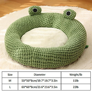 Dog Bed Cute Frog Pet Bed Comfortable Cozy Frog Plush Pet Beds for Small, Medium Dogs and Cats, Soft Funny Cute Plush Dog Beds, Fluffy Dog Beds with Non-Slip Bottom (19.7in, A)