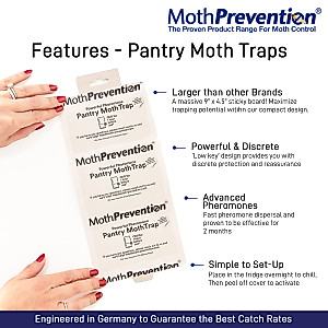 MothPrevention Powerful Pantry Moth Traps Pack of 6 | Moth Killer with Pheromones | Kitchen Moth Trap for Your Home | Maximum Pheromone Dispersal | No Odor