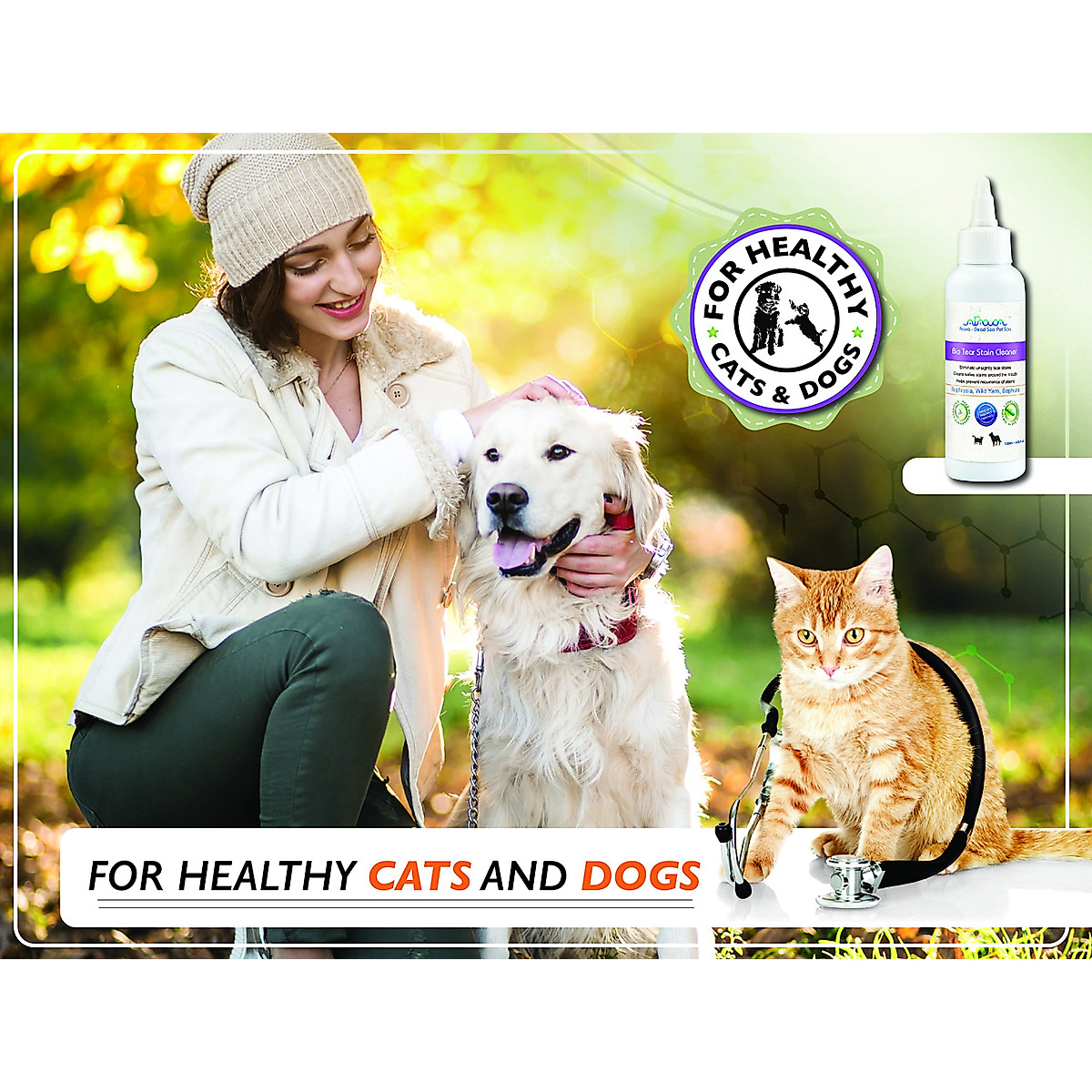 Arava Natural Tear and Stain Remover for Dogs and Cats - Effective Solution with 26 Dead Sea Minerals, Removes and Prevents Eye and Saliva Stains