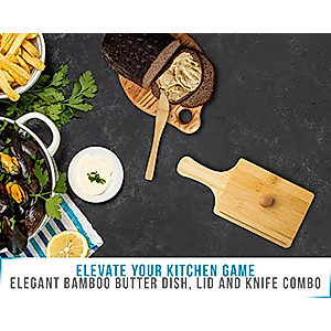 Bamboo Butter Dish w/ Lid – Large Butter Holder Made of Eco-Friendly, Food Grade Bamboo – Holds up to 4oz of Your Favorite Butter – Ideal Butter Keeper for Storage and Serving – Easy to Use