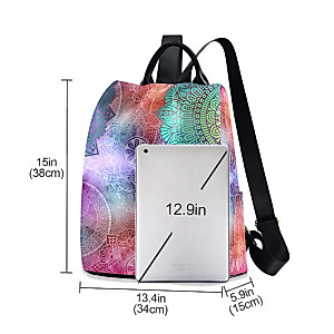 ALAZA Boho Mandalas Indian Print Decorative Backpack Purse for Women Anti Theft Fashion Back Pack Shoulder Bag