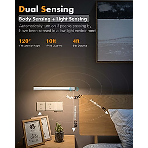 VIEYKEA Wireless Motion Sensor Under Cabinet Lighting with 3 Rechargeable Detachable Batteries, Kitchen Counter Light with Adjustable Color Temperature Dimmable Brightness for Closet(2 Pcs,13 in)