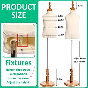 Geetery 2 Pcs Kid Dress Form Old Adjustable Toddler Clothes Mannequins Children's Mannequin with Wooden Base for Window Counter Studio Clothing Store Display (3-4 Years)