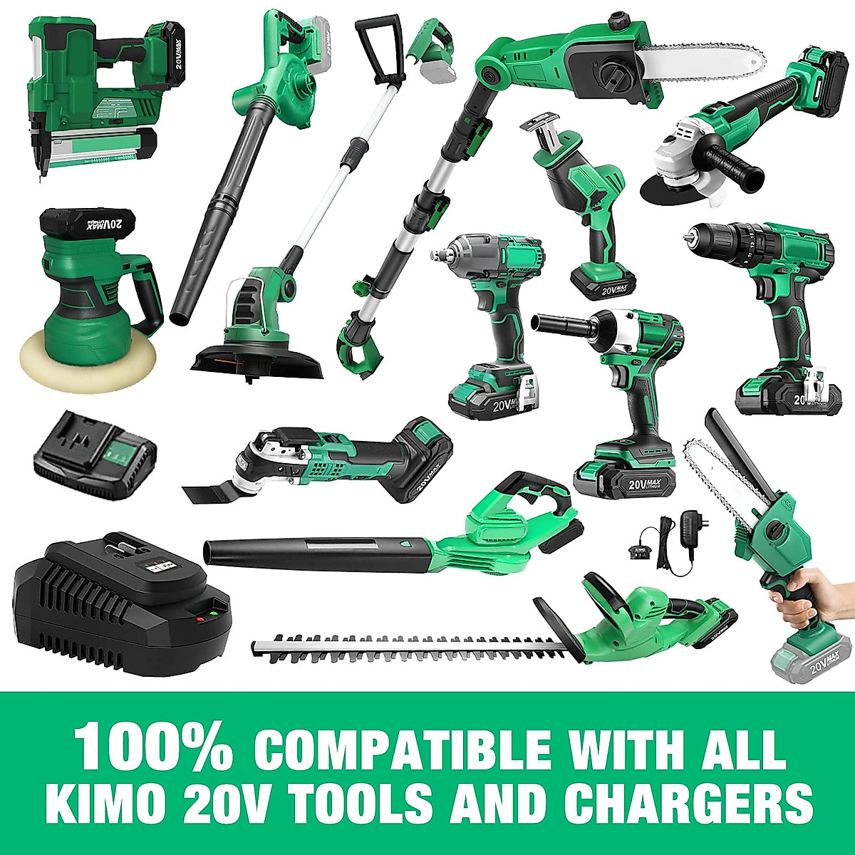 2Pack DSANKE 20V 3.0Ah Lithium-Ion Battery Replace for KIMO 20V Battery, Compatible with KIMO 20V Drill Driver, Leaf Blower, Angle Grinder, Reciprocating Saw, Oscillating Tool, Brad Nailer,Fast Charge