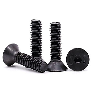 25pcs 1/4-20 x 1 Flat Head Screws, Black Oxide Finish, 10.9 Alloy Steel, Full Thread Socket Cap Bolts Screws for Automotive, Metalworking and Structural Assembly