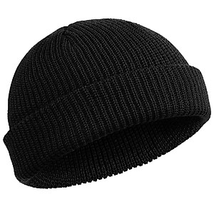 SATINIOR Trawler Beanie Watch Hat Roll-up Edge Skullcap Fisherman Beanie for Women Men(Black)