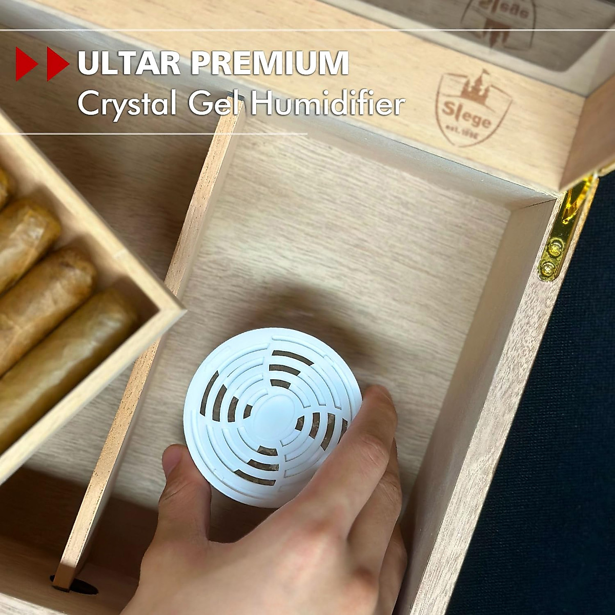 Crystal Gel Humidifier for Cigar Humidors (3 oz jar) -2 pack, Pre-filled PG Humidor Solution,Cigar Humidifier with Adjustable Cap,Keep 70% RH, Reusable Humidor Humidifier fit all Humidor Cigar Box