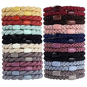 Hair Ties for Thick Hair, Tyfthui 32 Pcs Elastics Hair Bands Ponytail Holders, Hair Tie Bracelets for Women Girls, No Damage No Crease Hair Elastics for Women's Hair Multi-colored