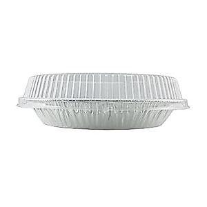 PACTOGO 9" Aluminum Foil Pie Pans 1 1/4" Extra Deep with Clear Dome Lids - Made in USA Disposable Tins (Pack of 10 Sets)