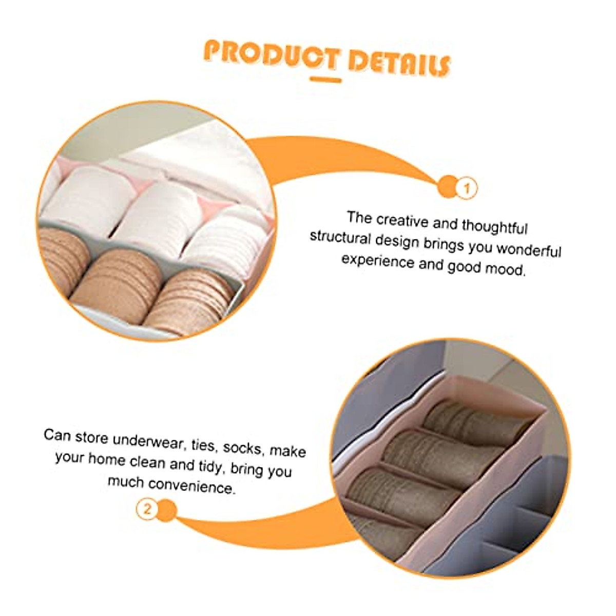 Housoutil 6pcs Storage Box Adjustable Vanity Stool Desktop Drawers Storage Box Plastic Socks Sock Drawer Organizer Scarf Compartment Underwear Box Sock Underwear Drawer Organizer Pink Grid