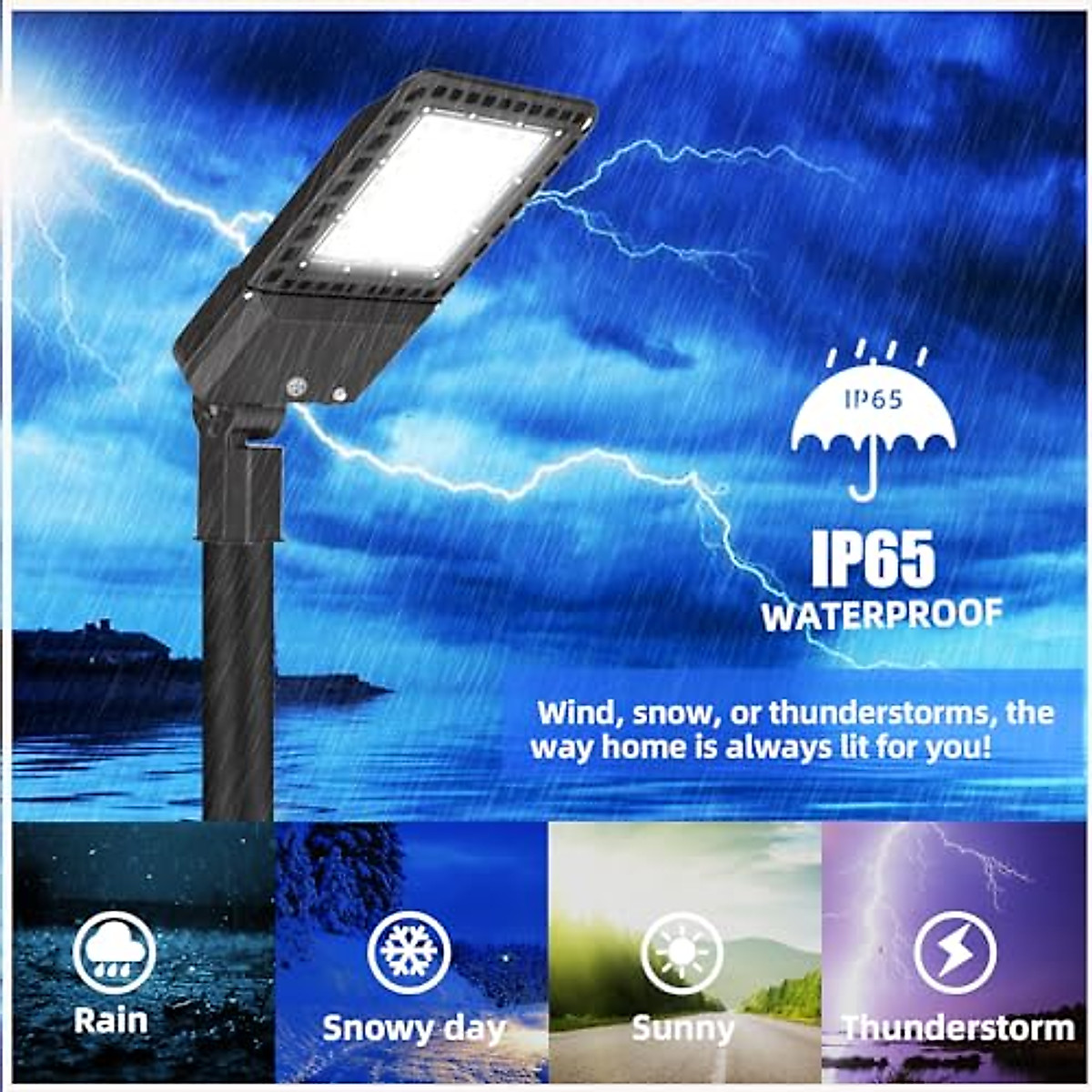 3 Pack 300W LED Parking Lot Lights Adjustable Slip Fitter, 5000K 39000LM (135LM/W) Outdoor Street Lighting with Dusk to Dawn Photocell, IP65 Waterproof Shoebox Pole Light for Stadium Sports