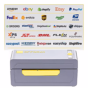 OFFNOVA Thermal Label Printer, 200mm/s High Speed 4” x 6” Shipping Label Printer for Packages, Compatible with Amazon, Ebay, Etsy, Shopify and FedEx, Support Multiple Systems