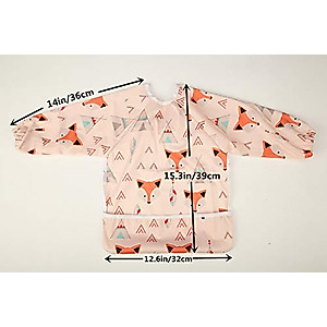 Sigzagor Baby Bib Sleeved Shirt with Pocket 1-3 Years Old Toddler Painting Drawing (Rocket)