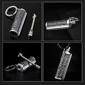 Dragon Honor Fire Starter Lighter Waterproof Flint Match Metal Keychain Camping Survival Kit,Forever Metal Match Lighter (Black)
