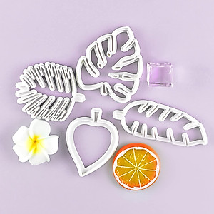 4Pcs Tropical Leaf Cookie Cutter Hawaiian Palm Leaves Fondant Mold for DIY Cake Sugarcraft Candy Fondant Grass Cutter For Gum Paste