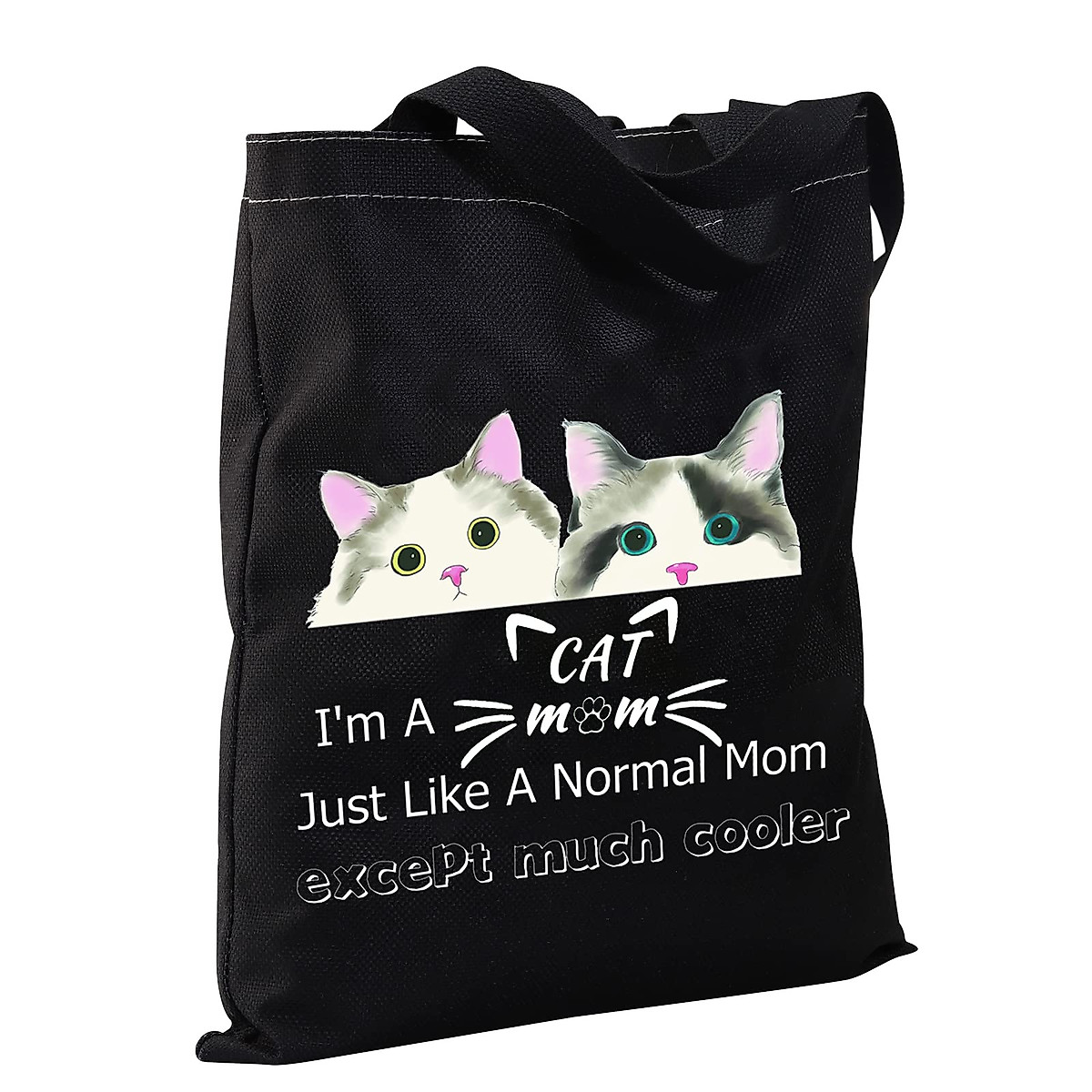 Cat Mom Gifts Cat Mom Tote Bag for Women Funny Cat Lovers Gifts for Cat Owner Cat Lady Gifts Reusable Shopping Shoulder Bag (Cat Mom Tote Bag)