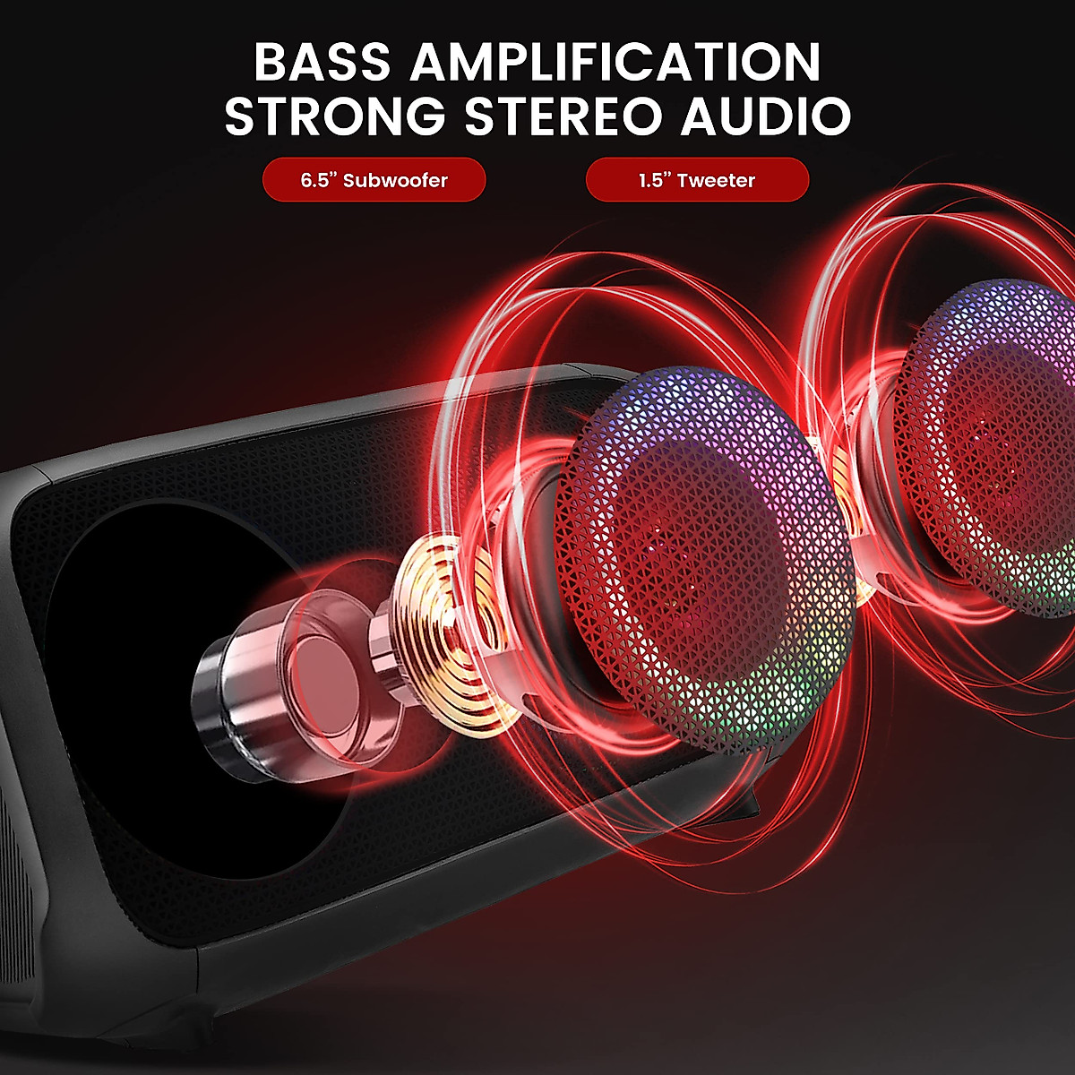 Pyle Wireless Portable Bluetooth Boombox Speaker, 500W Rechargeable Speaker Portable Barrel Loud Stereo System, Flashing LED, FM Radio/Aux/MP3/USB Flash Drive/Micro SD, Includes Wired Microphone