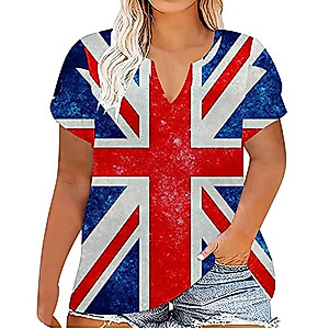 Womens Summer Tops 2023 Patriotic T Shirts Lightweight American Flag 4th of July Tops Dressy Casual Loose Tshirts