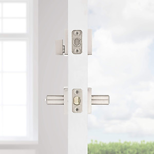 Kwikset 991 Halifax Keyed Entry Lever and Single Cylinder Deadbolt Combo Pack featuring SmartKey Security in Satin Nickel