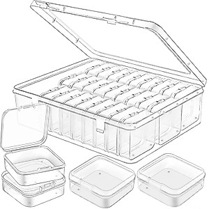 LZLMQSSA Bead Organizer Box, 30Pcs Small Clear Plastic Storage Containers, 1 Large Craft Organizer Box, Mini Parts Storage Solution for Beading Jewelry Making Diamond Arts Screws Seeds