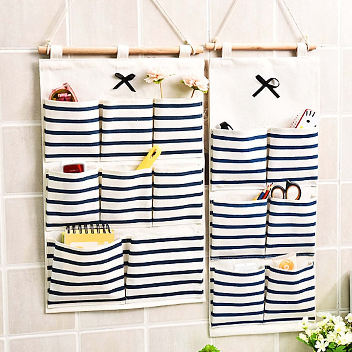 Over The Door Shoe Organizer Hanging Closet Holder Hanger Storage Bag Rack Large Pockets Door Mesh Closet with Washable and Breathable (Blue 10''L x 4''W x 24''H) Clearence