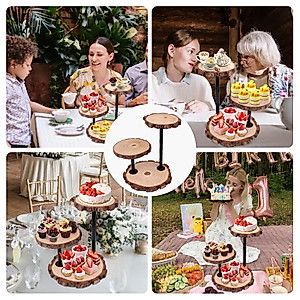 Wood Cupcake Stand Holder, Round Cake Stands for Weeding Dessert Table, 3 Tier Cake Didplay Stands for Party Presenting, Birthday, Parties, Weddings, Natural Wooden Cake Stand Dessert Display
