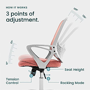 Office Chair, Desk Chair Mid Back Computer Chair Ergonomic Office Chair Mesh Computer Desk Chair with Lumbar Support Armrest, Executive Height Adjustable Swivel Task Chair for Women Adults