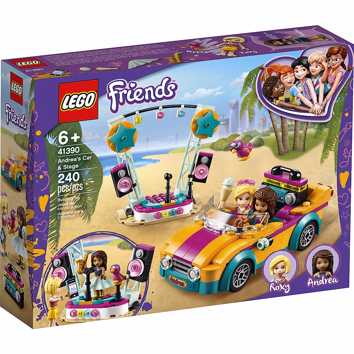 LEGO Friends Andrea’s Car & Stage Playset 41390 Building Kit, Includes a Toy Car and a Toy Bird (240 Pieces)