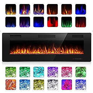 Antarctic Star 36 Inch Electric Fireplace in-Wall Recessed and Wall Mounted, Fireplace Heater and Linear Fireplace with Multicolor Flame, Timer, 750/1500W Control by Touch Panel & Remote