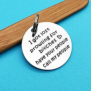 Funny Pet Tag Dog Collar Tag Dog Cat Pet ID Tag Pet Owner Gift I Got Lost Prowling Have Your People Call My People Keychain Puppy ID Tag for Dog Cats Owner