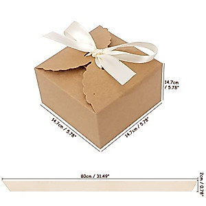 Skycase 12 pcs Gift Boxes, Small Gift Boxes with Ribbon Foldable Personalised Party Favour Boxes, Candy Boxes,Treats Boxes for Holidays, Weddings, Christmas, Birthdays(3.5 * 3.5 * 1.9"),Kraft